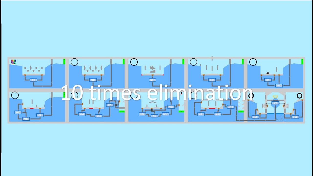 Logic gates : 10 times elimination - Algodoo marble race - YouTube