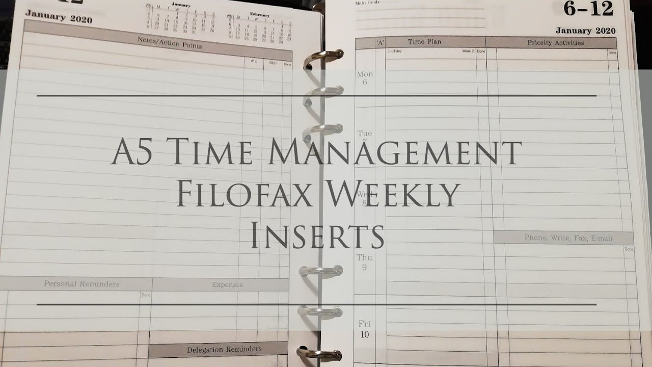 Filofax weekly professional inserts - Time management wo2p spread - GTD ...