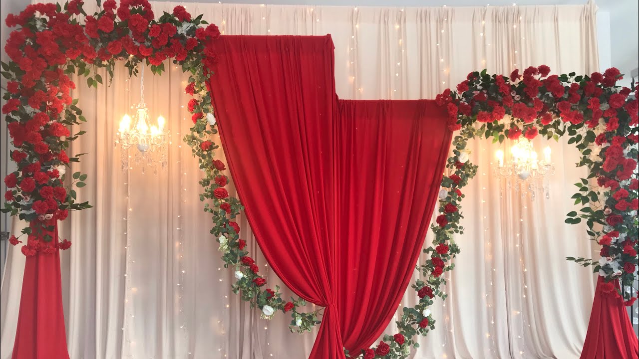 DIY - Red Floral Backdrop Diy- Dollar Tree Floral Backdrop - YouTube