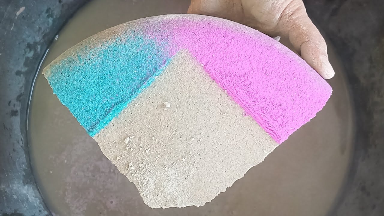 Edible Grey Clay Crumbling in water + dipping and paste play - YouTube