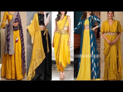 mustard color dress design | mustard color combination idea|yellow ...