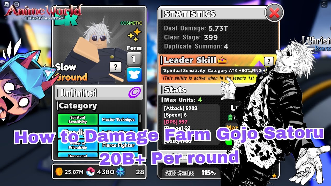 How to Damage Farm Gojo Satoru 20B+ Per Round - Anime World Tower ...