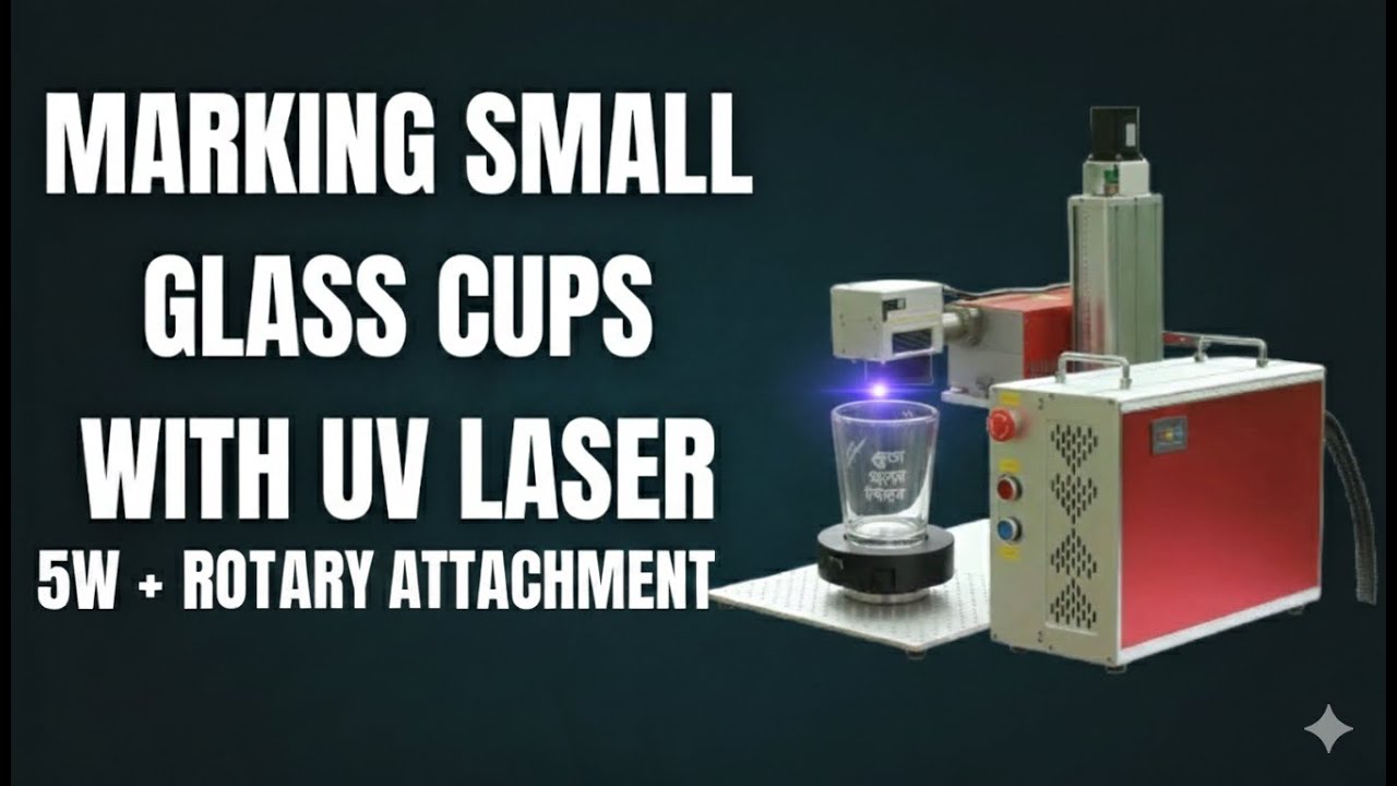 Marking Small Glass Cups with UV Laser 5W + Rotary Perfect Etching ...