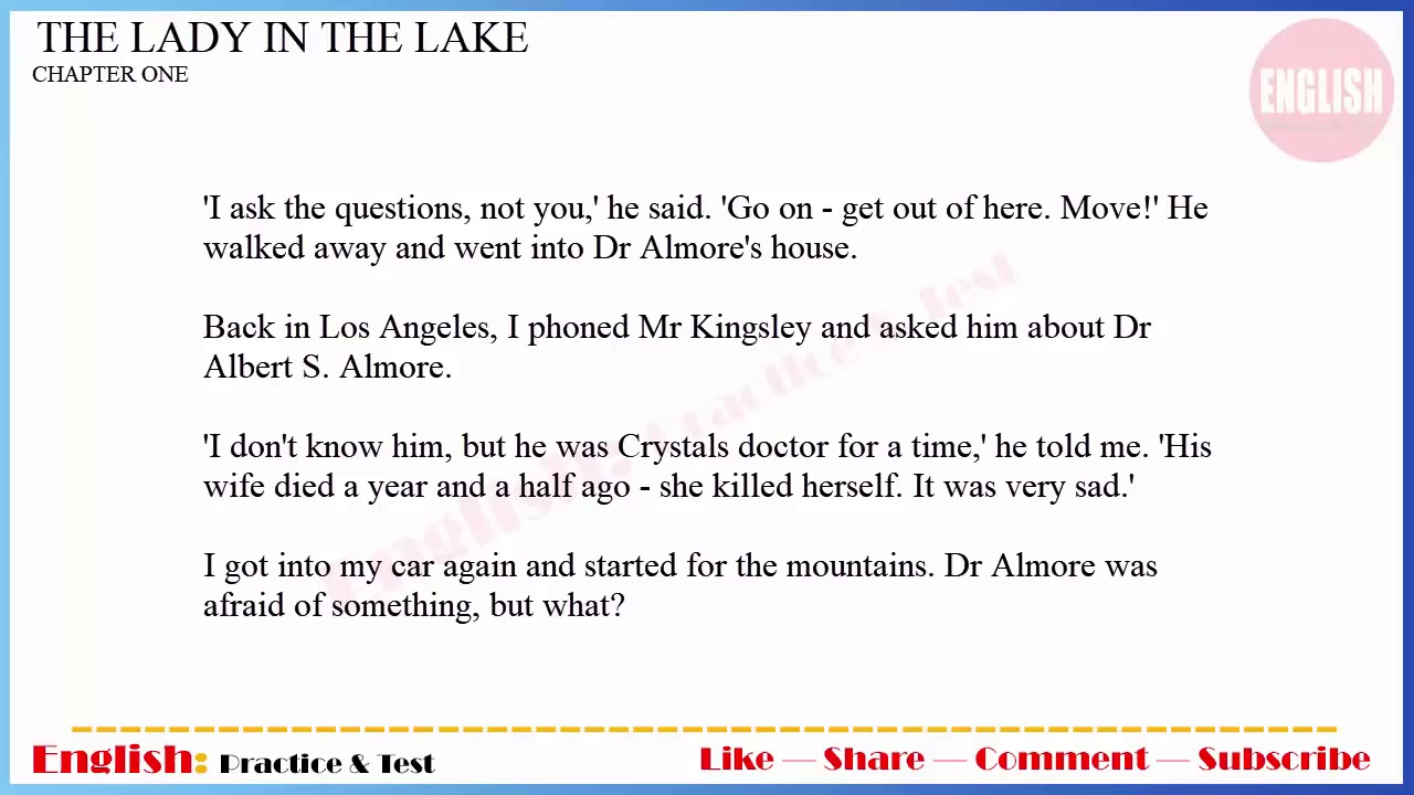 Learn English With Story - The Lady in the Lake - YouTube