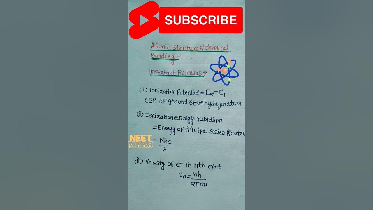 Important Formulas Of Atomic Structure And Chemical Bonding Part 2 important-formulas-of-atomic-structure-and-chemical-bonding-part-2
