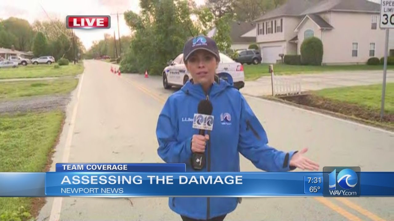 Laura Caso live in Newport News for Storm Damage - YouTube