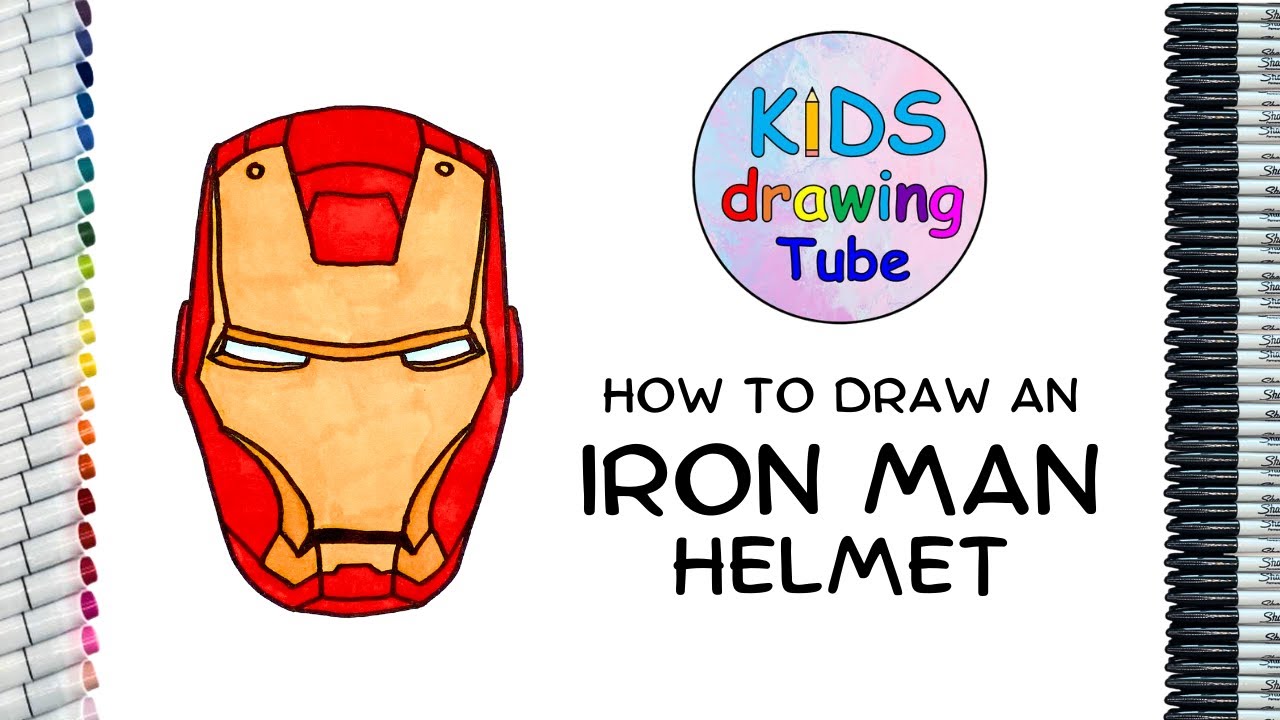 DRAWING FOR KIDS - How to draw Iron Man's Helmet | Marvel - YouTube