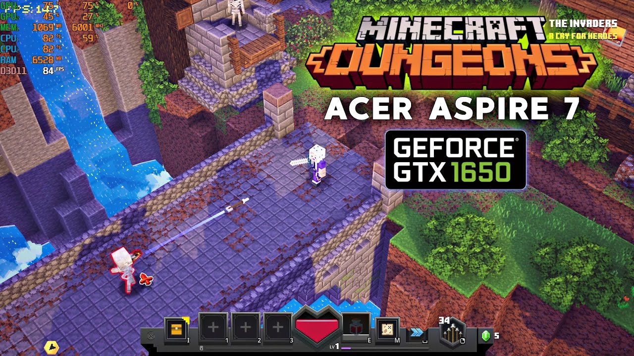 Minecraft Dungeons + GTX 1650 + ACER ASPIRE 7 | Ultra Graphic Settings ...