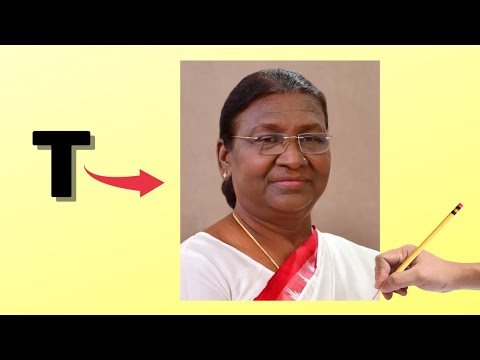 Turn Letter 'T' into Smt. Droupadi Murmu Drawing|How To Draw President ...