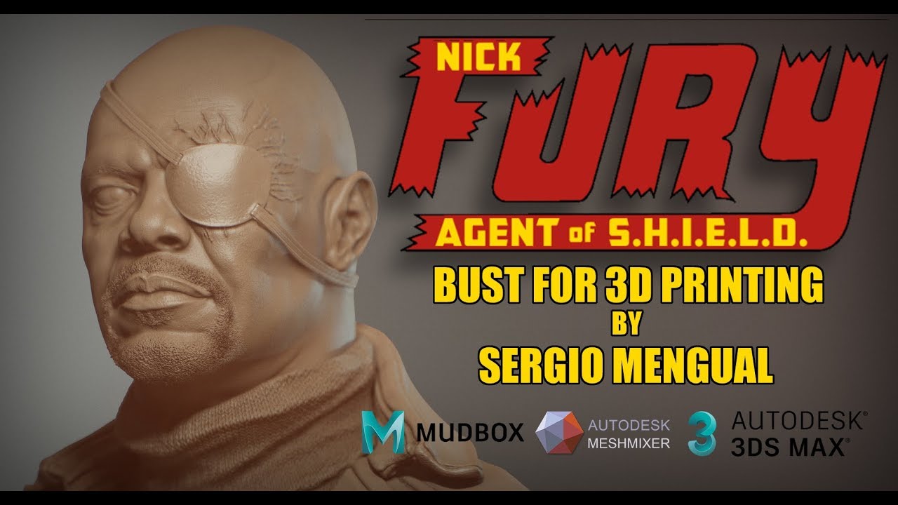 Nick Fury Bust for 3D Printing Ready by Sergio Mengual - YouTube