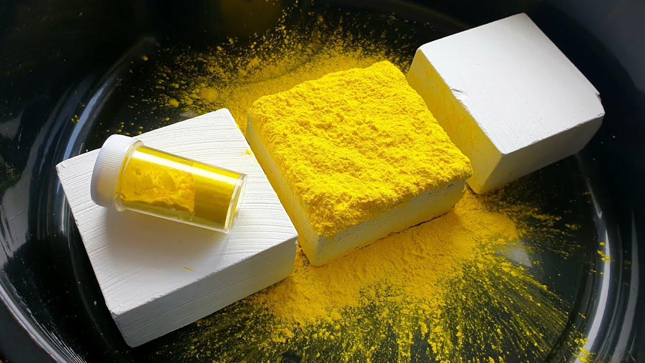 Fresh Gym Chalk & One Homemade Block with Yellow Holi Powder 💛 | #asmr ...