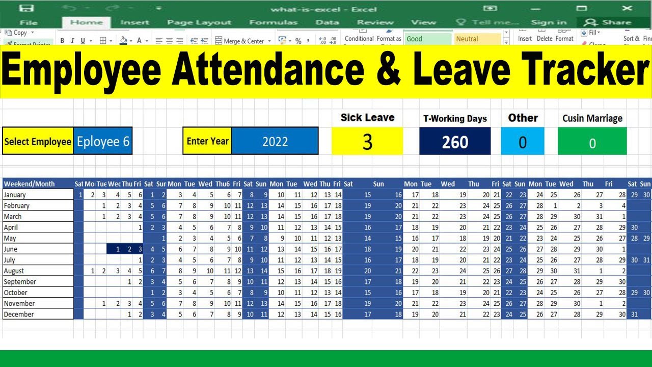 Fully Automatic Employee Attendance and Leave Tracker Software in Excel ...