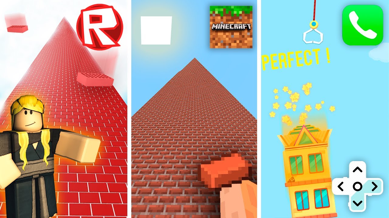 Towers in minecraft vs roblox vs mobile games - YouTube