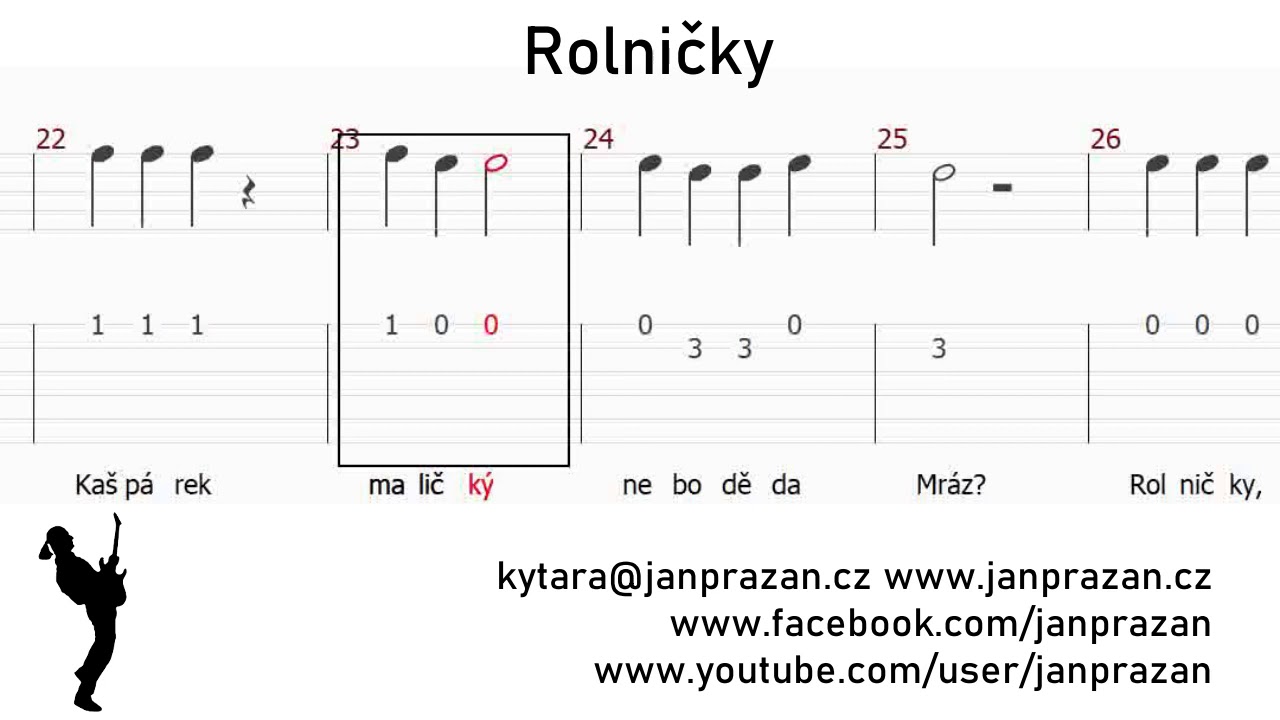 Jak zahrát na kytaru písničku - Rolničky - tabulatura a noty - YouTube