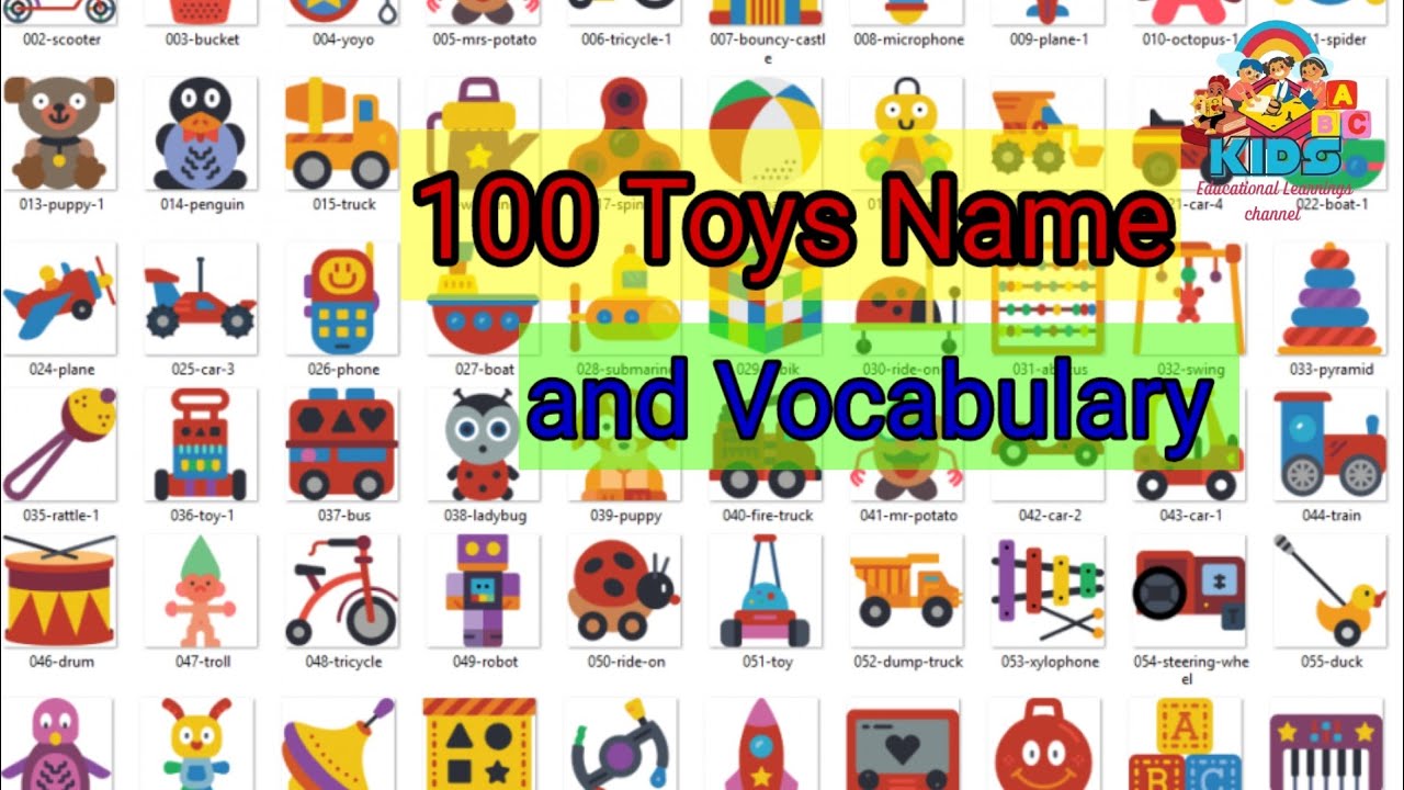 Toys Vocabulary | 100 Toys name | Toys name in English with Pictures ...