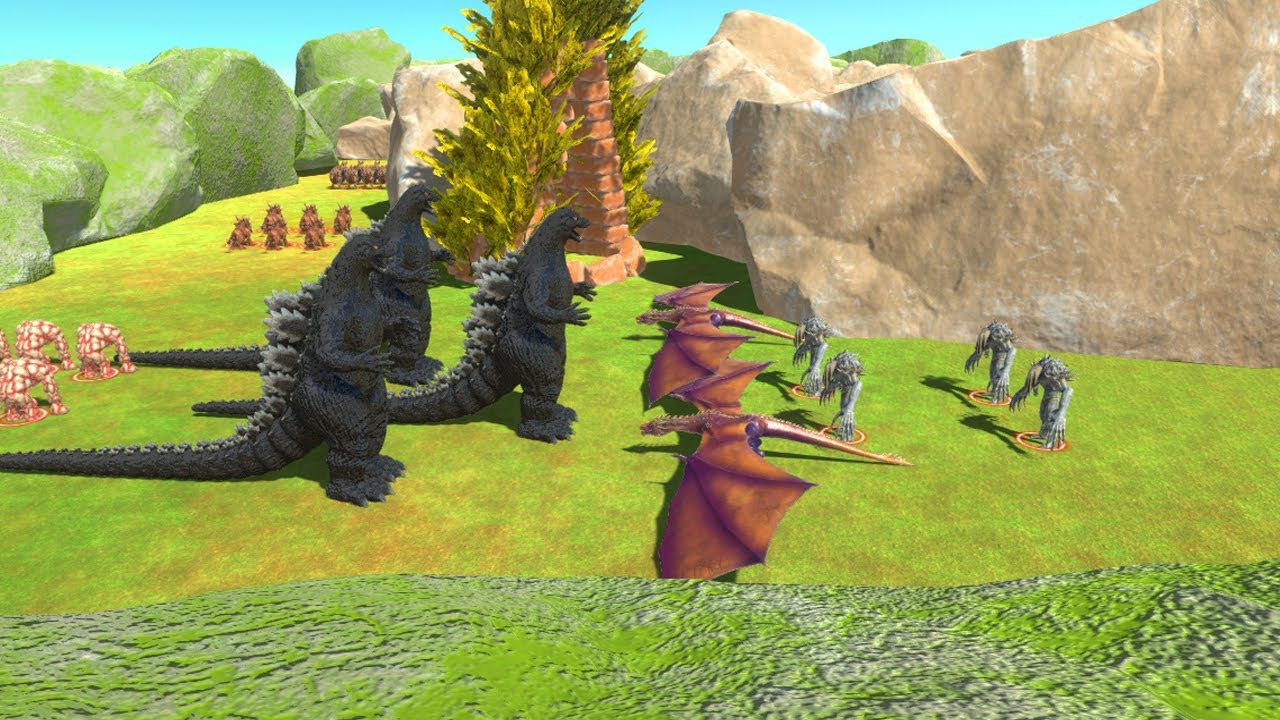 Heisei Godzilla Vs Dragon and All Animals - Animal Revolt Battle ...