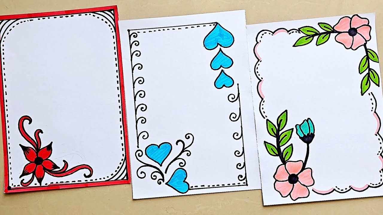 3 Easy and beautiful design borders for project work | Simple project work border designs ...