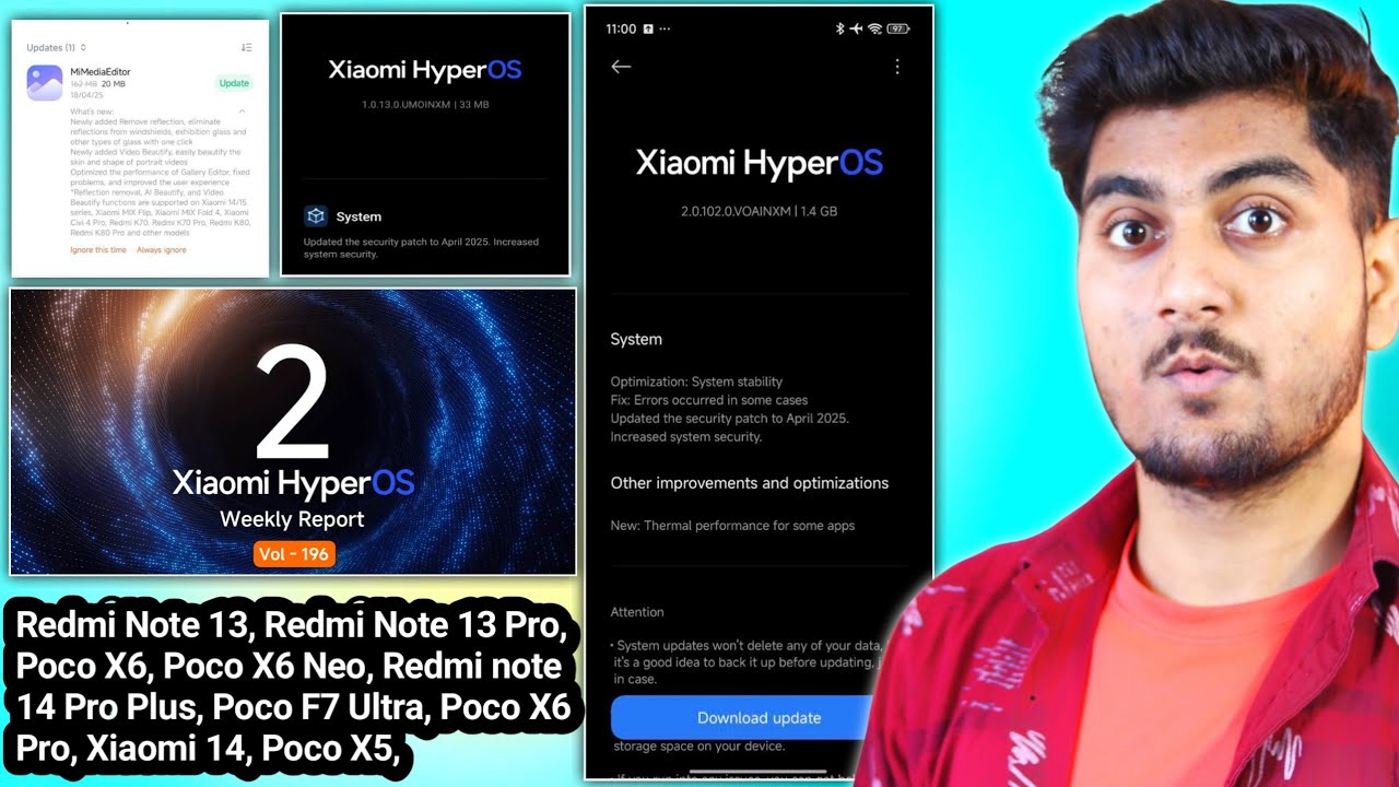 Redmi Note 13/13pro, Poco X5/X6/X6Pro/X7, HyperOs 2.0 India, HyperOs 2.2 First, HyperOs bug, Mi ...