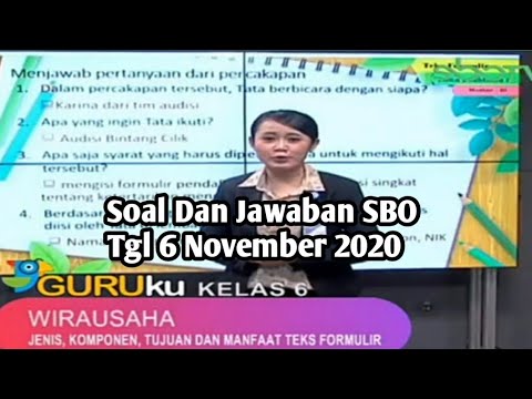 Soal Dan Jawaban SBO TV Kelas 6 Hari ini Tgl 6 November 2020 - YouTube