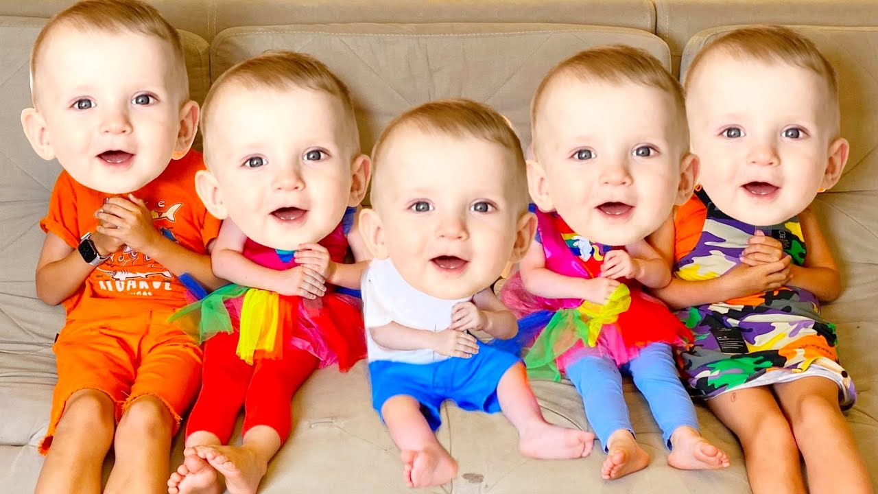 Five Kids Little Babies Masks Story - YouTube