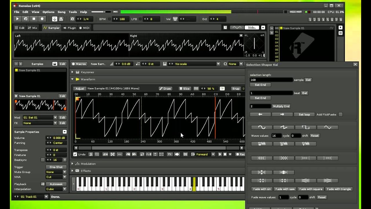 Renoise 3.0 と Selection Shaper Tool を使った手作りシンセシス - YouTube