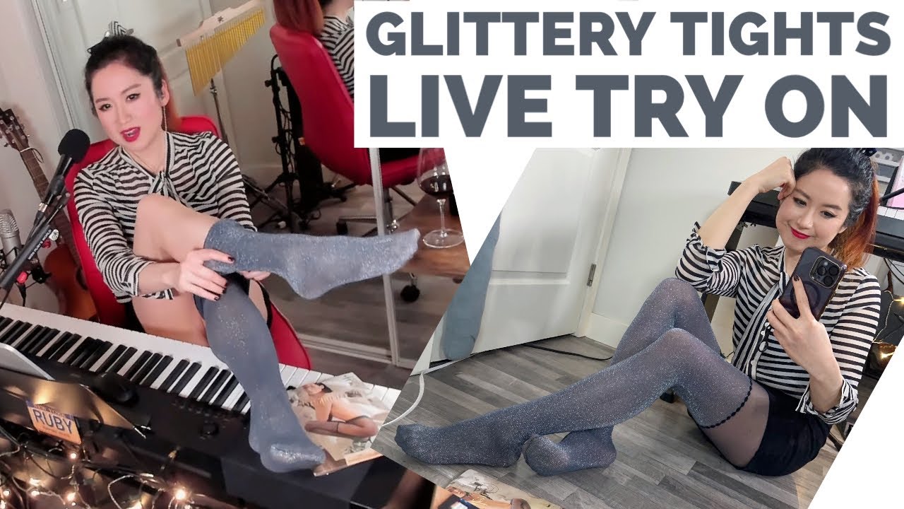 Glittery Pantyhose Tights Live Music, Nylons Stockings Try On Review ...