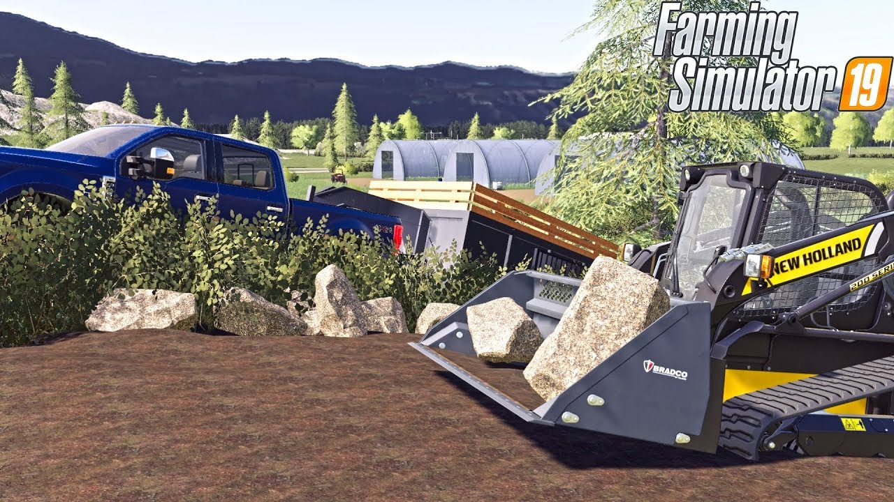 BUILDING A ROCK LANDSCAPING WALL! (GIANT BOULDERS) | FS19 - YouTube