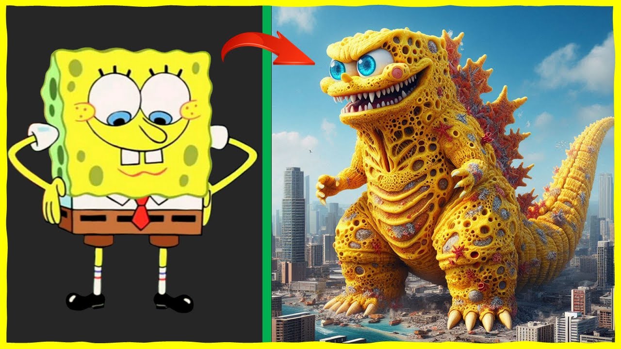 SpongeBob SquarePants as GODZILLA All Characters 2024 🌟 - YouTube