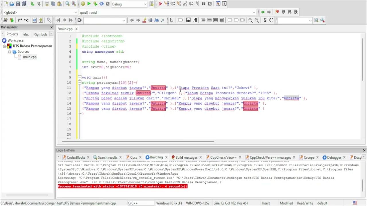 Cara Membuat Quiz Sederhana dengan Bahasa C++ - YouTube