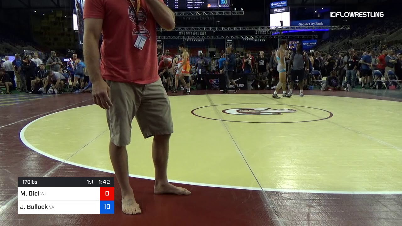 170 Lbs Cons 16 1 Mason Diel Wisconsin Vs Jaden Bullock Virginia - YouTube
