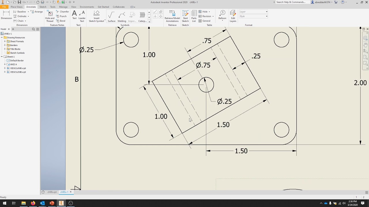 Inventor 2020 Datum Features & Aux Views, pt. 2 - YouTube
