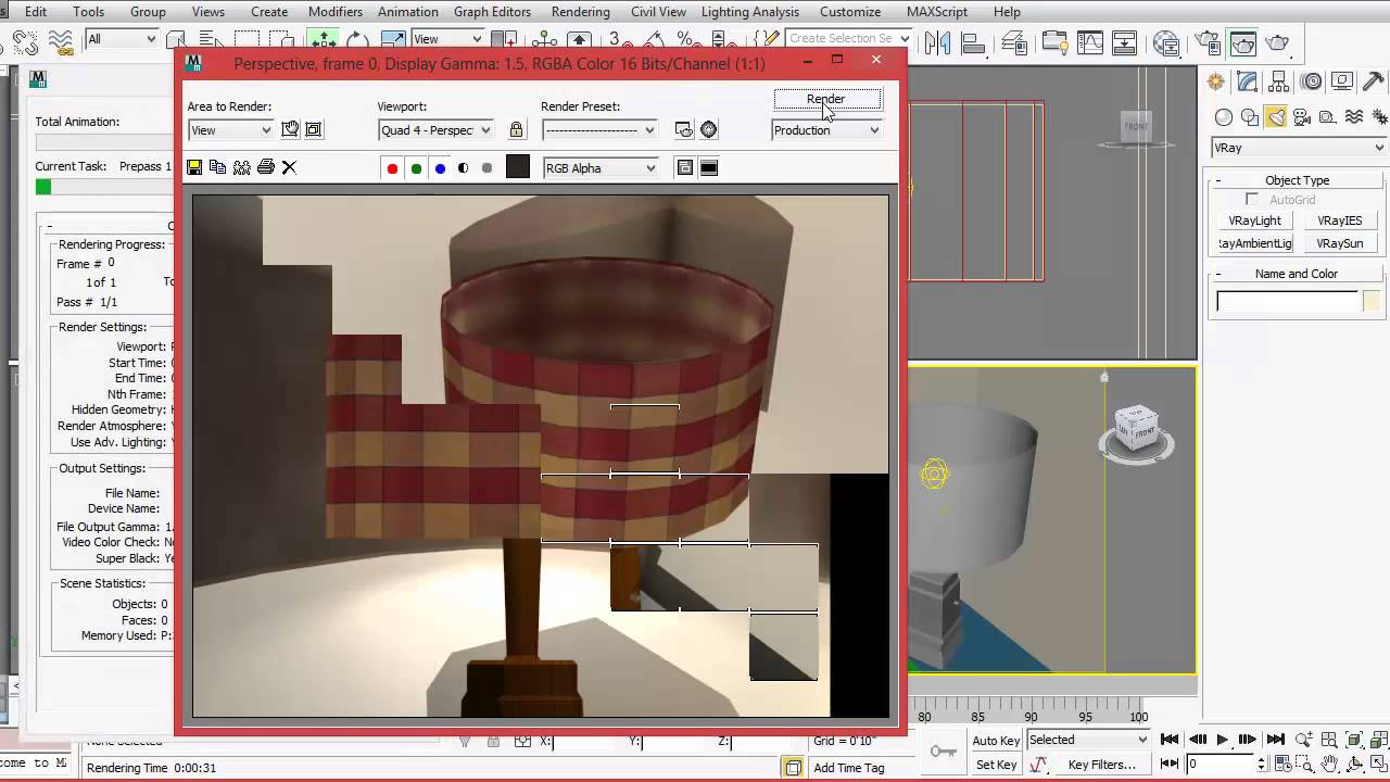 3DS MAX Realistic Lamp Shade - Cast light through shade onto wall ...