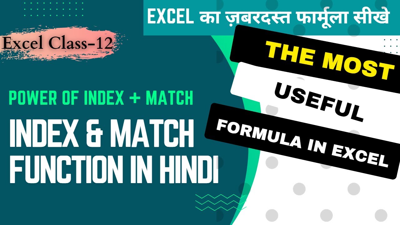 Excel Index Function Excel Match Function Excel 2021 In Hindi Youtube 1265