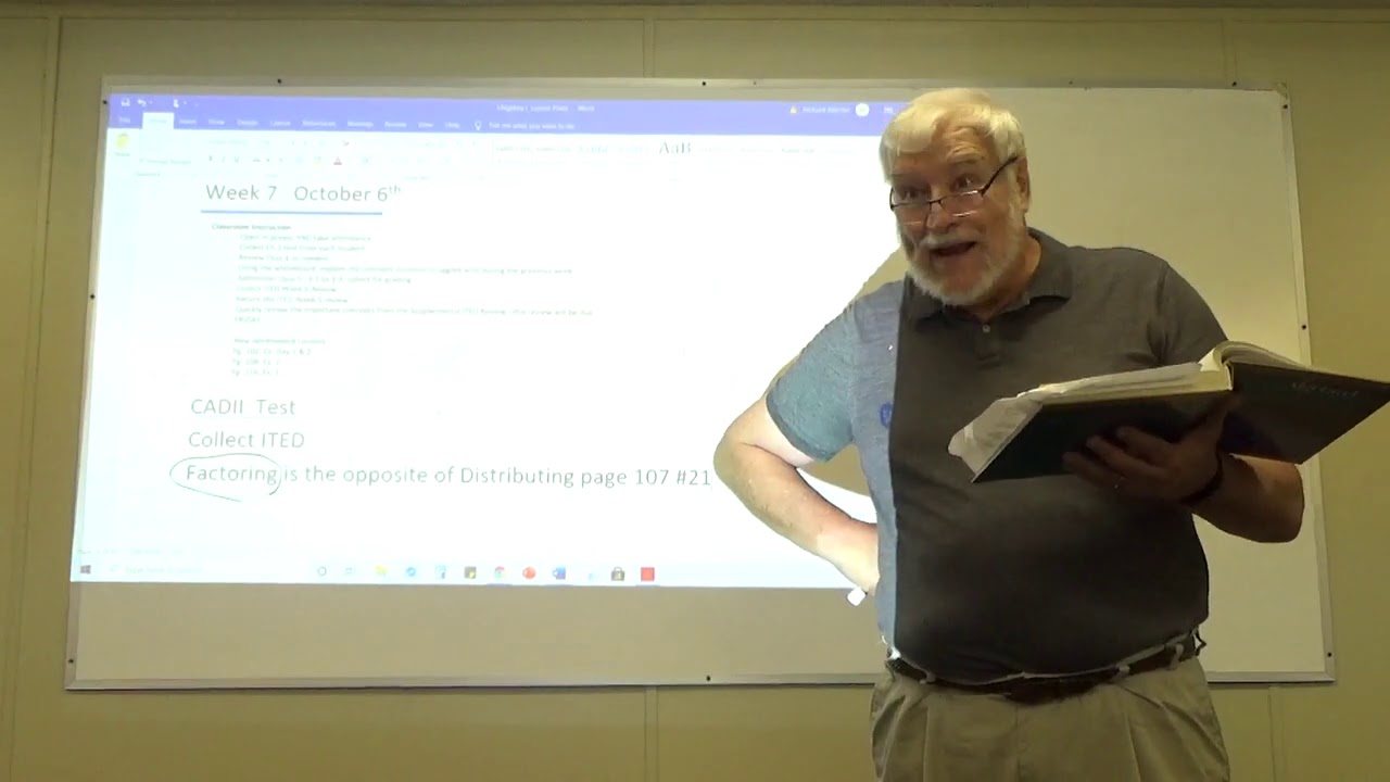 Algebra 1 Part 1, T1 2020, Week 07 - YouTube