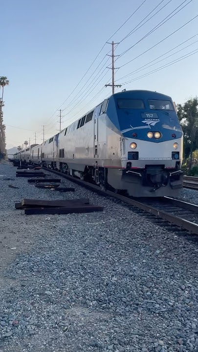 Amtrak Southwest Chief 4 departing Riverside Downtown with P42DC 157 with a beautiful K5LA horn ...
