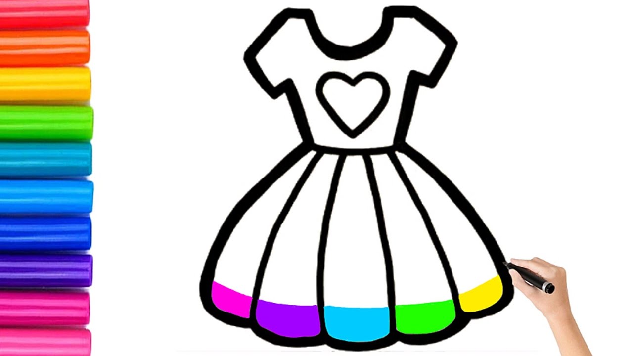 How to draw cute and easy Dress | Easy drawing for kids #coloring # ...