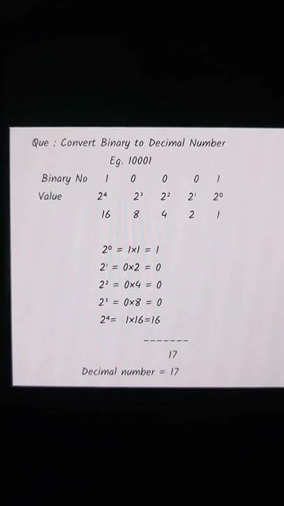 Convert Binary To Decimal Numbertechnical Decimal Binarynumber Youtube