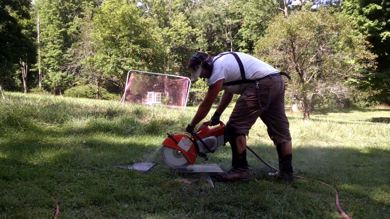Stihl Demo Saw cutting flagstone - YouTube