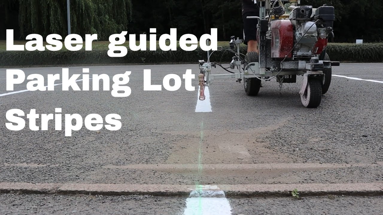 Line Marking Business | Using a laser guide for parking lots - YouTube