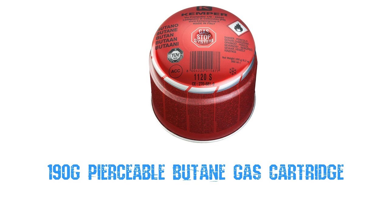 190g Pierceable Butane Gas Cartridge - YouTube