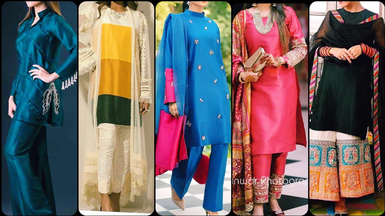 Trendy Plain Silk Fabric,Ladies Simple Dress Design / Party Wear ...