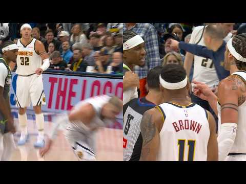 Jaden McDaniels shoves Nikola Jokic in the back after the bucket in Game 1 😳