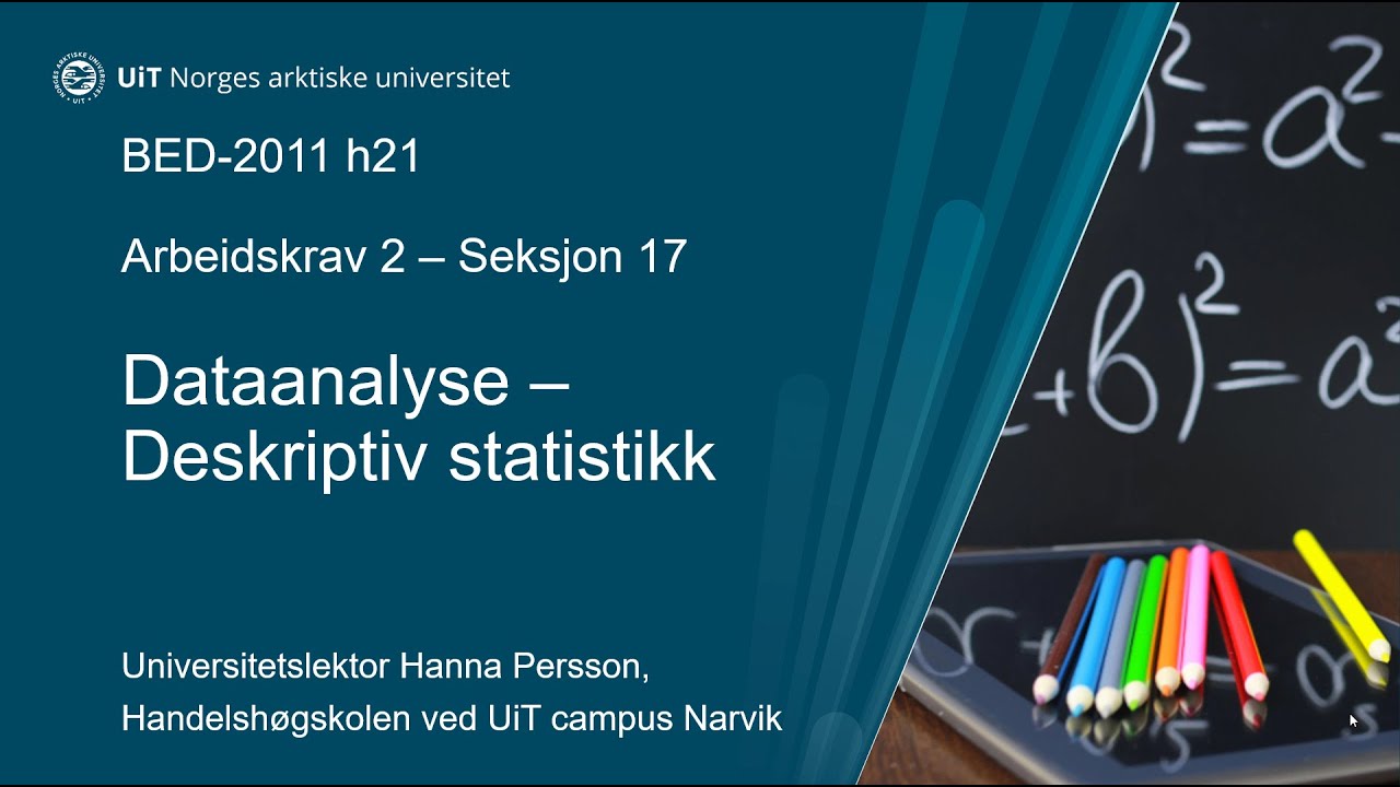 Seksjon 17 - Dataanalyse Deskriptiv statistikk - YouTube