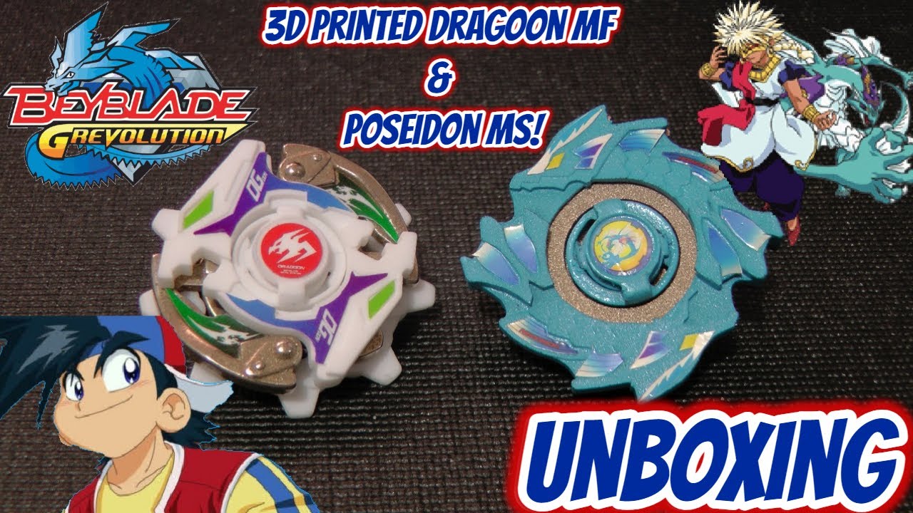 Beyblade 3D Printed Dragoon MF (Metal Fantom) & Poseidon MS Unboxing ...