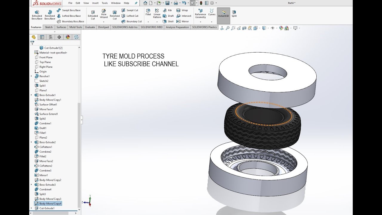 TYRE MOLD DESIGN IN SOLIDWORKS - YouTube