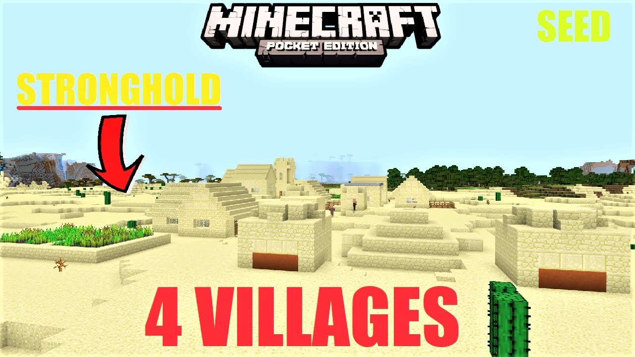 Minecraft PE - AWESOME 4 VILLAGES, DESERT TEMPLE + STRONGHOLD SEED ...