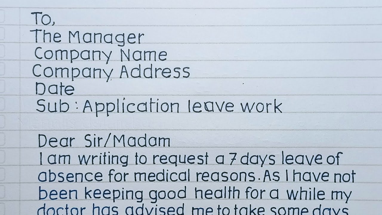 How to write application for office leave || Application for leave work ...