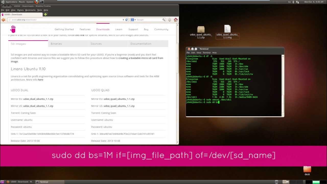 UDOO - Creating a bootable Micro SD card with Linux Ubuntu from image - YouTube