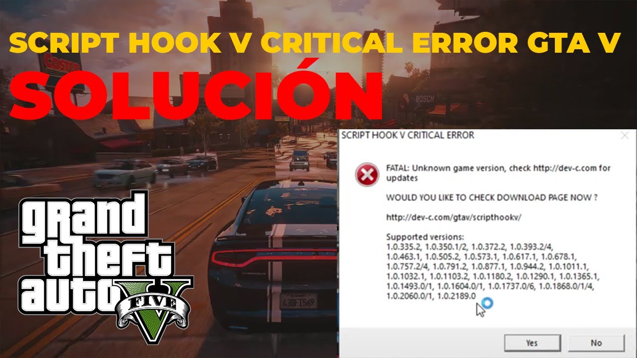 SCRIPT HOOK V CRITICAL ERROR GTA 5 SOLUCIÓN - YouTube