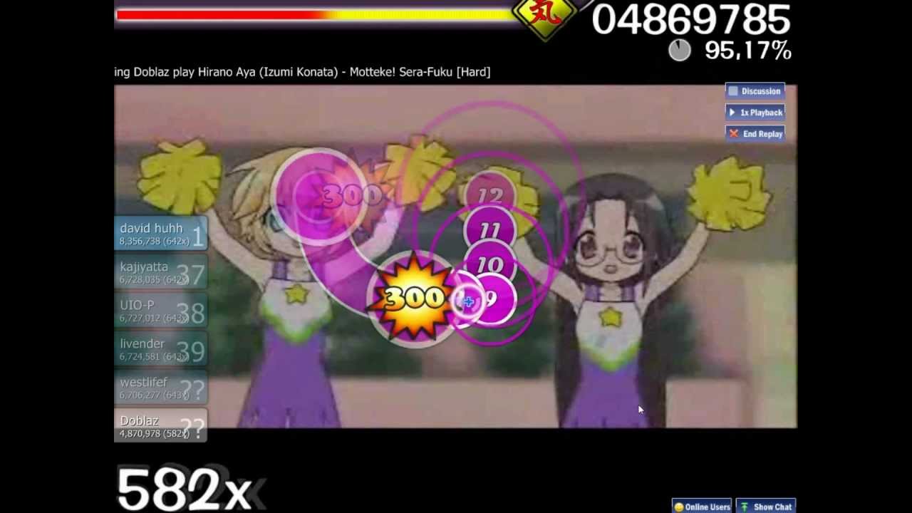 Osu Lucky Star Hirano Aya Izumi Konata Motteke Sera Fuku Hard Youtube